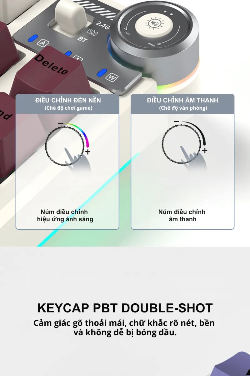 Bàn phím cơ AULA AU75 | 3 mode | Hot-Swap 5 pin | LED RGB | Núm xoay - Hàng Chính Hãng | Shopee ...