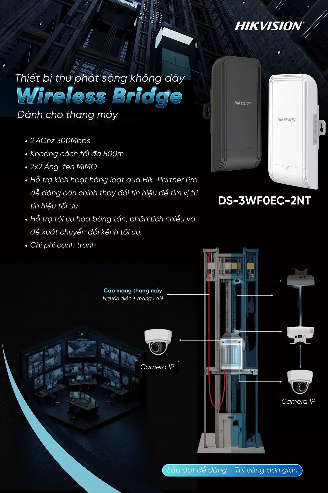Bộ Bắn Sóng Camera Thang Máy Hikvision Wireless Bridge DS-3WF0EC-2NT 2 ...