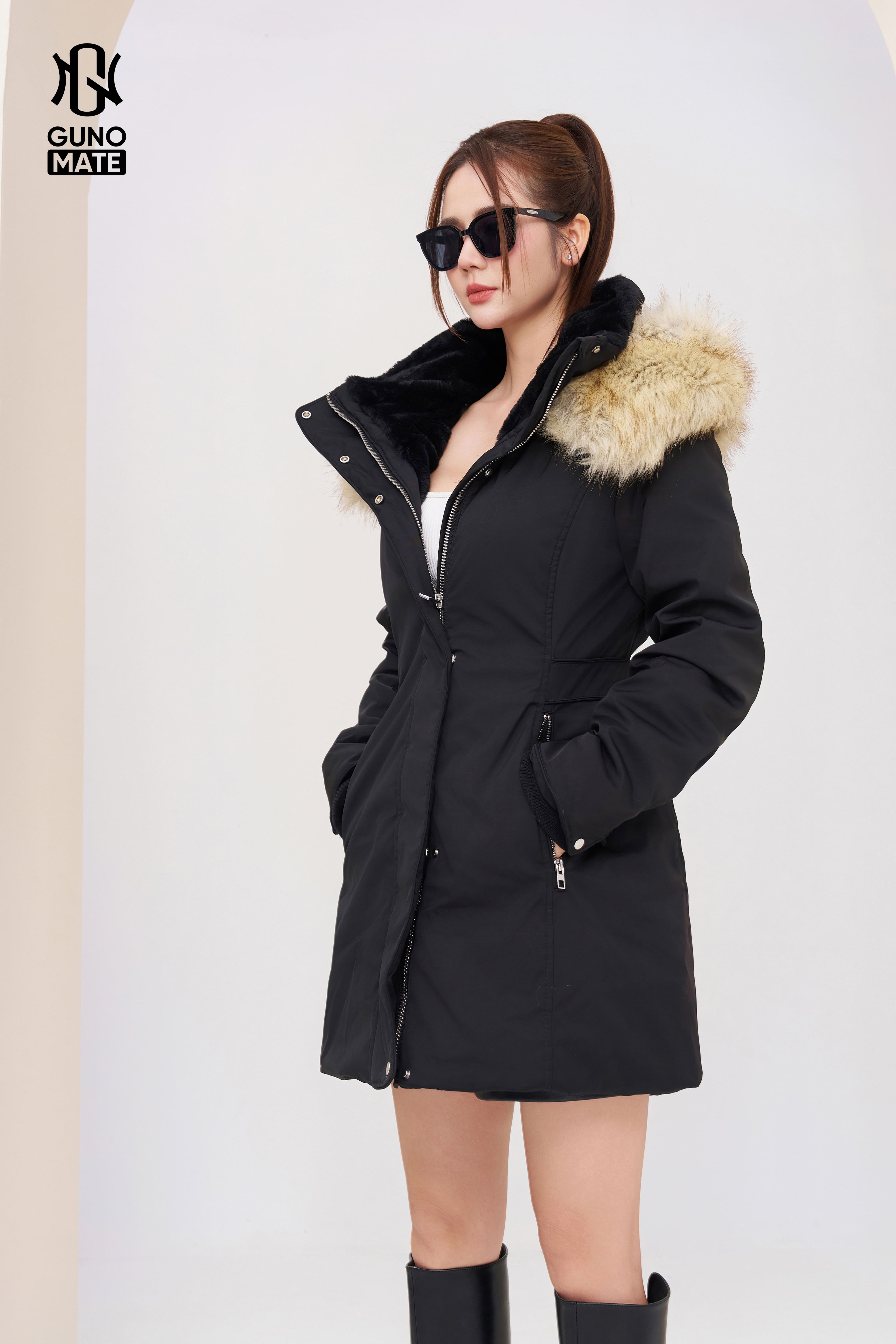 Áo Khoác Parka Nữ GUNO Cao Cấp Lót Lông Siêu Ấm 2 Túi Khóa Có Dây Rút ...
