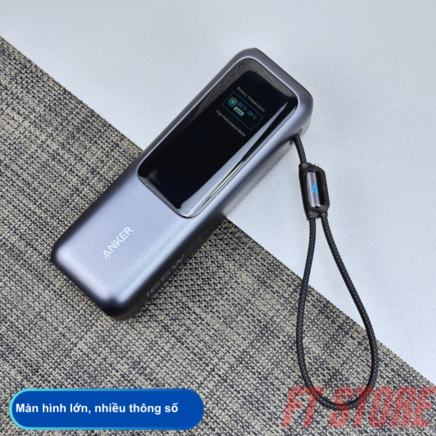 Pin dự phòng Anker Zolo Power Bank 25000mAh A1695 công suất 165W có cáp ...
