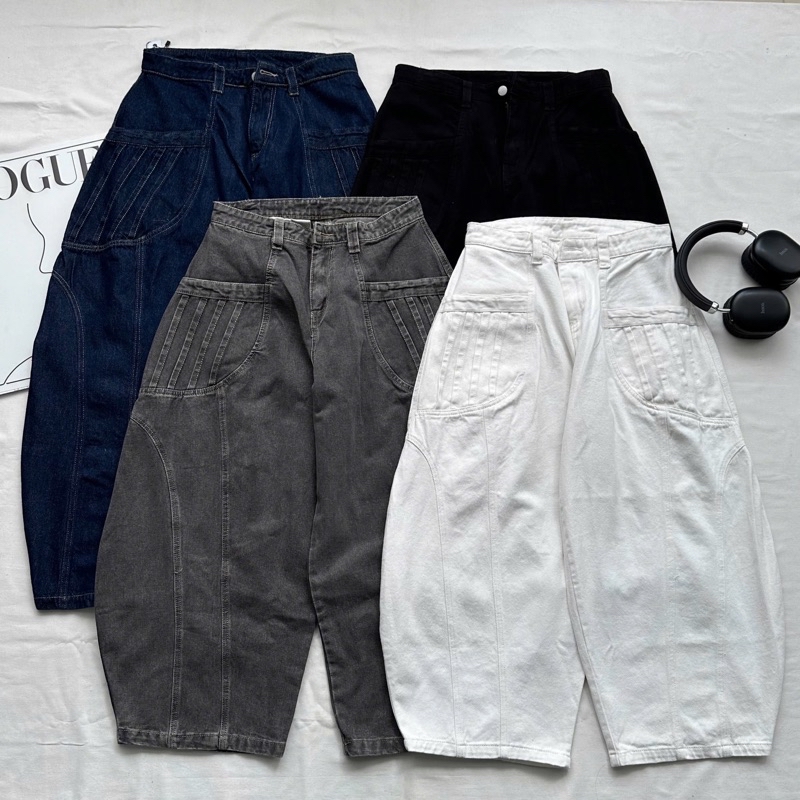 GARY DENIM PANTS - Quần Jeans Trơn Ống Cong vải washed màu ĐEN/TRẮNG ...