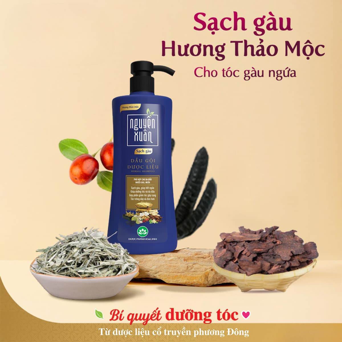 Dầu Gội Dược Liệu Nguyên Xuân Dưỡng Tóc Mềm Mượt 450ml Herbal Shampoo ...