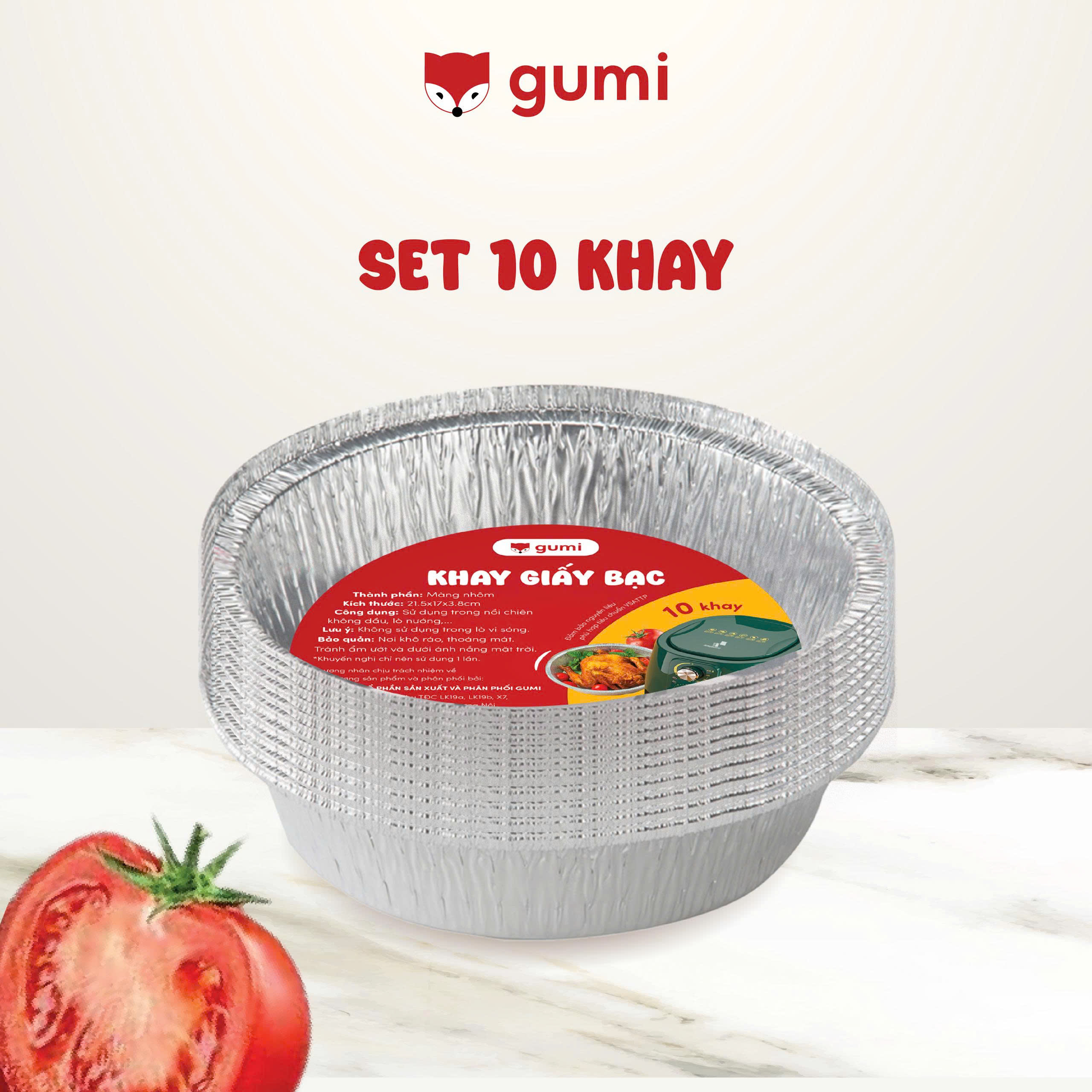 Combo Khay Giấy Bạc Gumi Lót Nồi Chiên Không Dầu, Lò Nướng - Khuôn Đĩa Nhôm Đựng Thức Ăn, Thực ...
