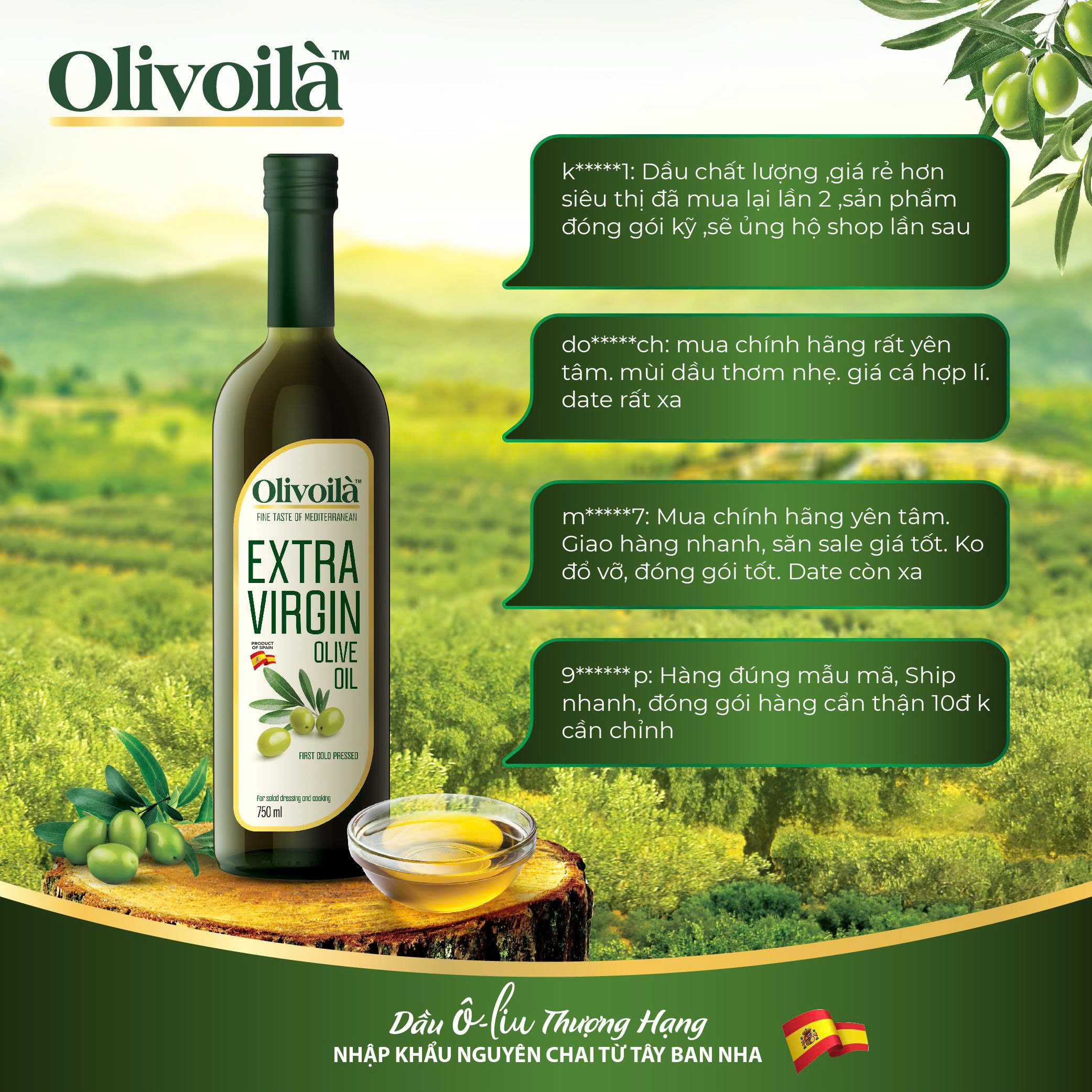 Dầu Ôliu Nguyên Chất Olivoilà Extra Virgin 750 ml | Shopee Việt Nam