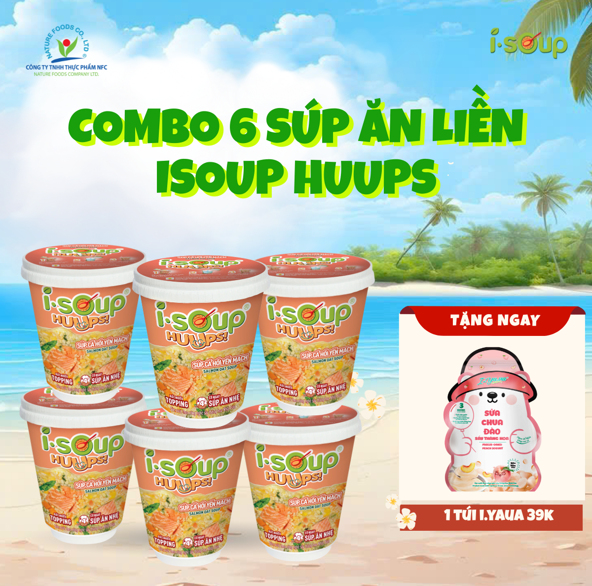 [Combo 6 tặng 1 Gift] Súp Cá Hồi Yến Mạch Ăn Liền ISOUP HUUPS! Hũ 12G ...