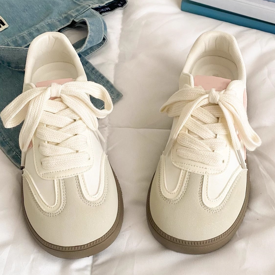 Giày Thể Thao Nữ Giày Sneaker Nơ Basic Đế Bằng 3cm Chất Vải Da Trẻ ...