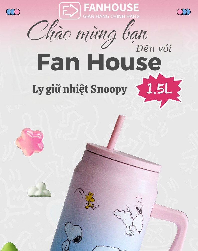 Ly giữ nhiệt Snoopy 1500ml cốc nước giữ nhiệt thể thao inox 304 Fan ...