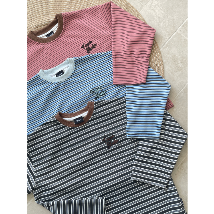 Áo Sweater Kẻ Thêu 𝐓𝐎𝐒𝐔𝐍 Form Rộng Unisex Áo Dài Tay Nam Nữ Cổ Tròn S41 ...