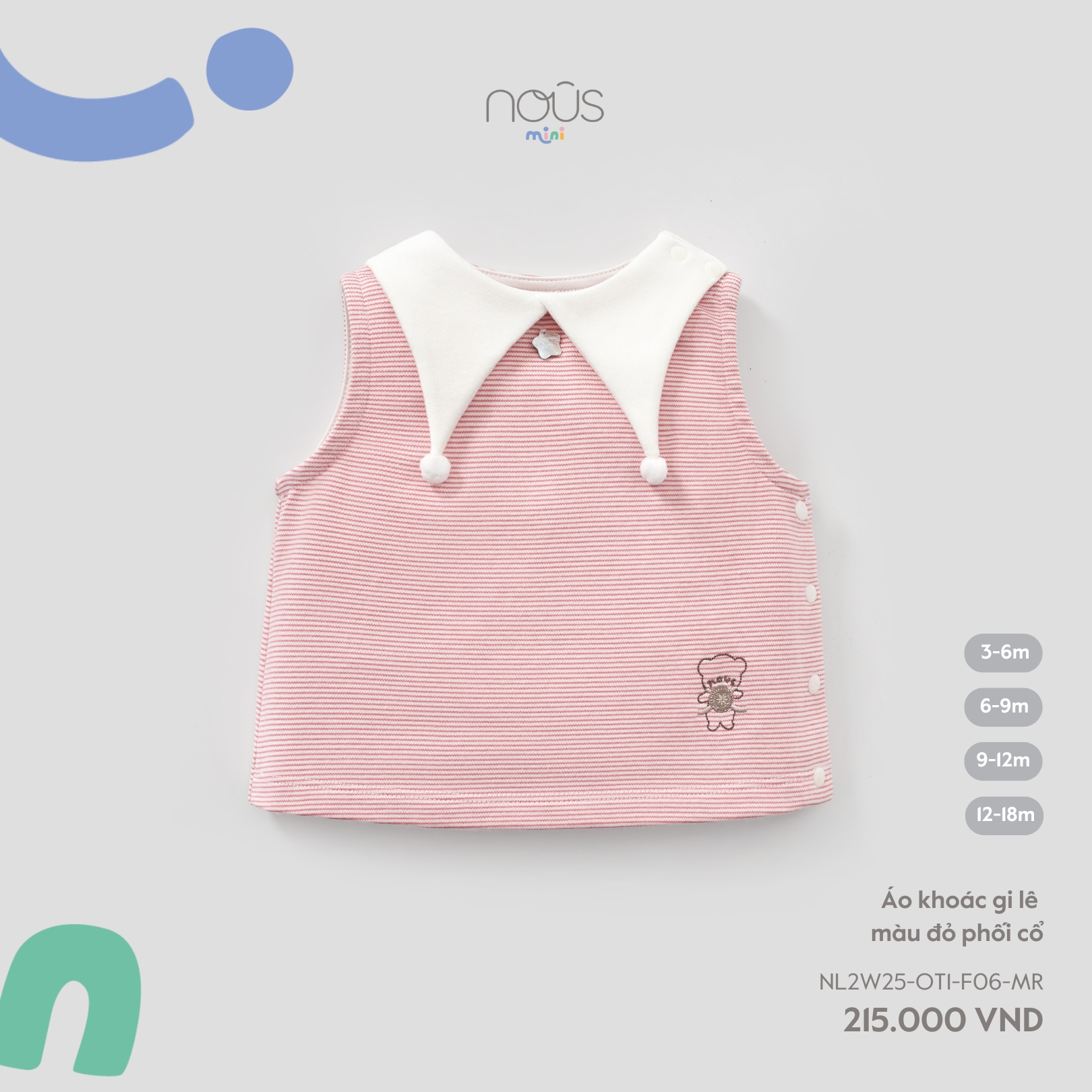 Nous Mini Áo gile cho bé gái màu hồng phối cổ đính charm xinh yêu thu ...