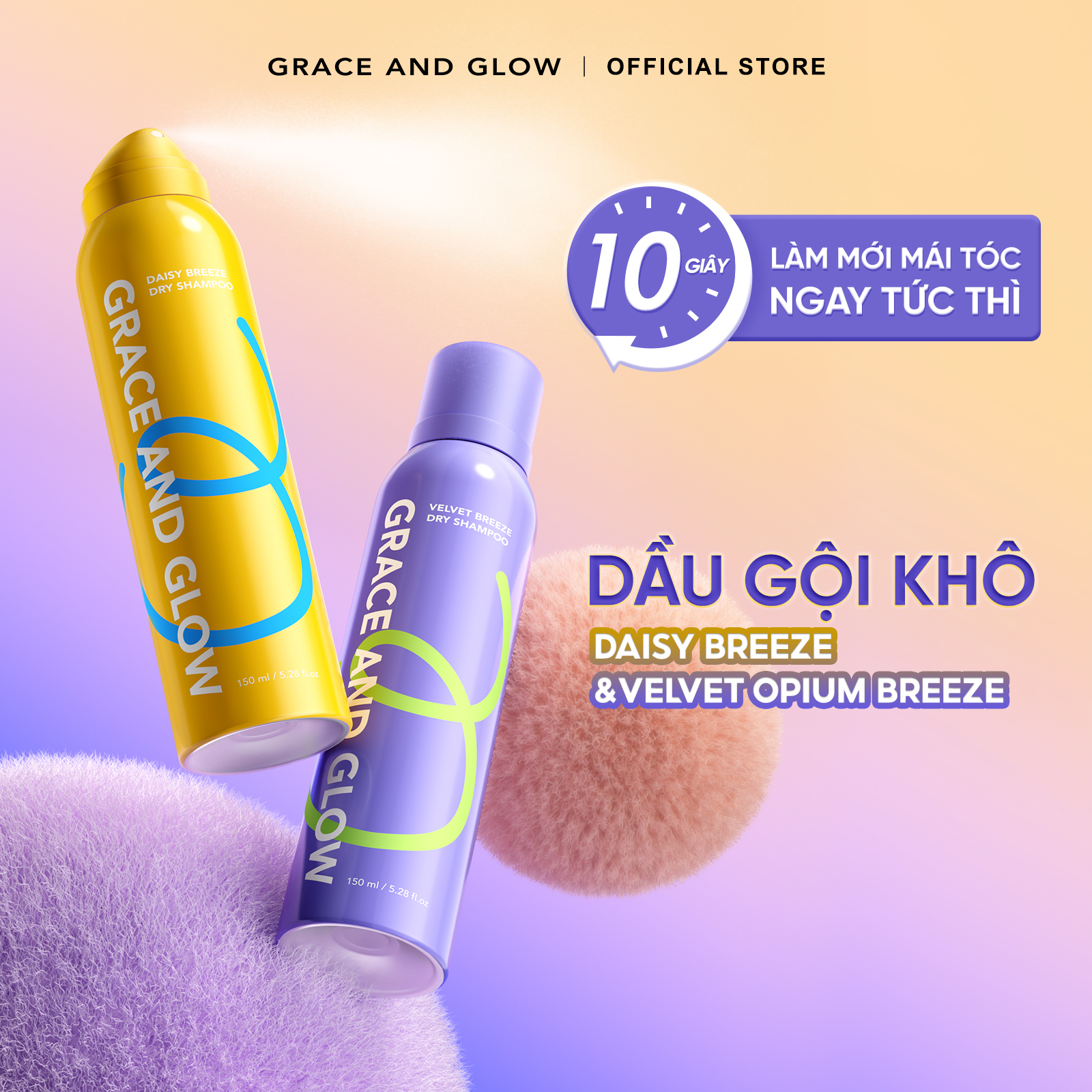 Dầu gội khô phồng tóc Grace and Glow Velvet Opium/Daisy Breeze 150ml ...