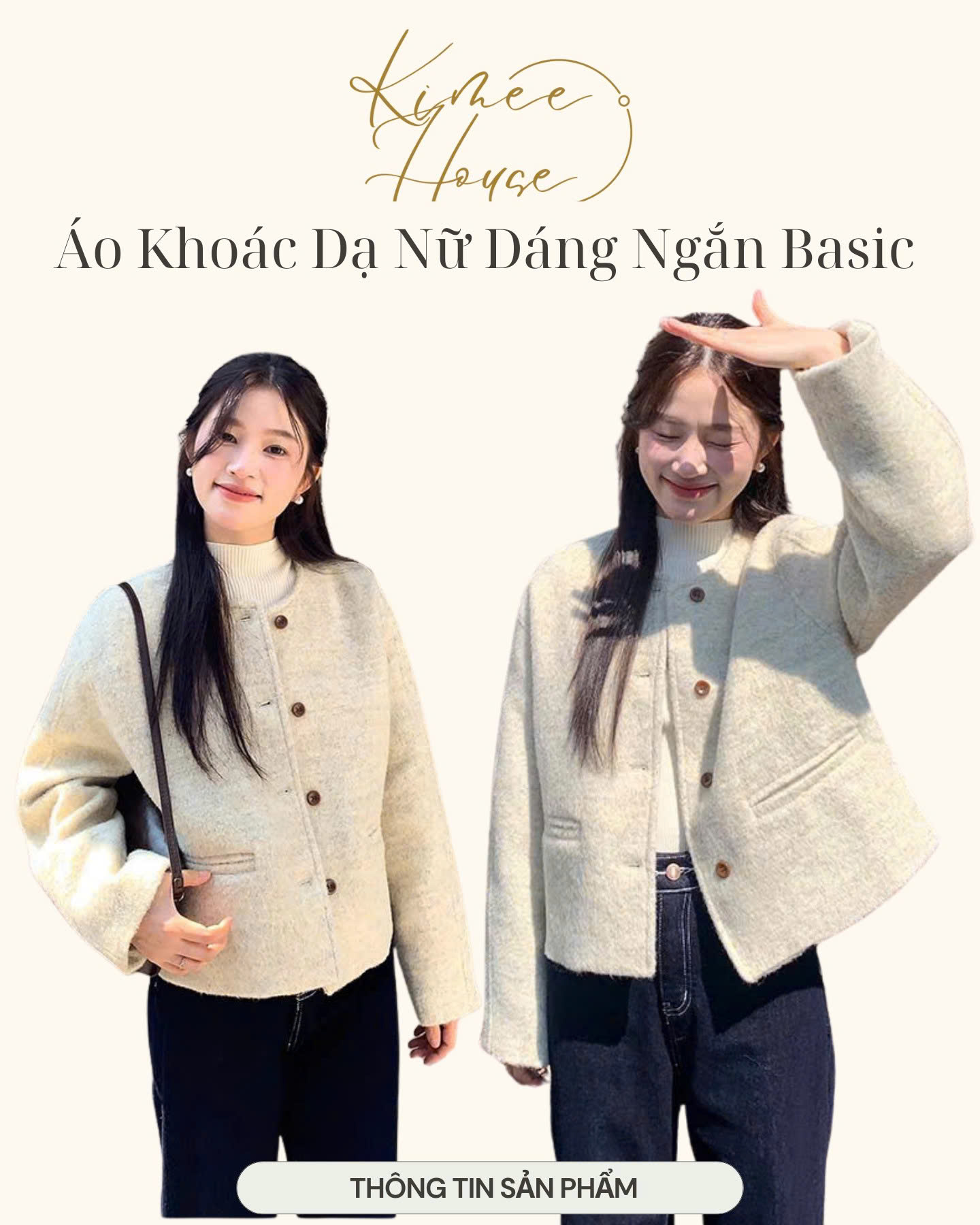 Áo Dạ Nữ Basic Dáng Ngắn Form Suông Cổ Tròn Chất Dạ Dày Dặn Mùa Thu Đông Kimee - KA663 | Shopee ...