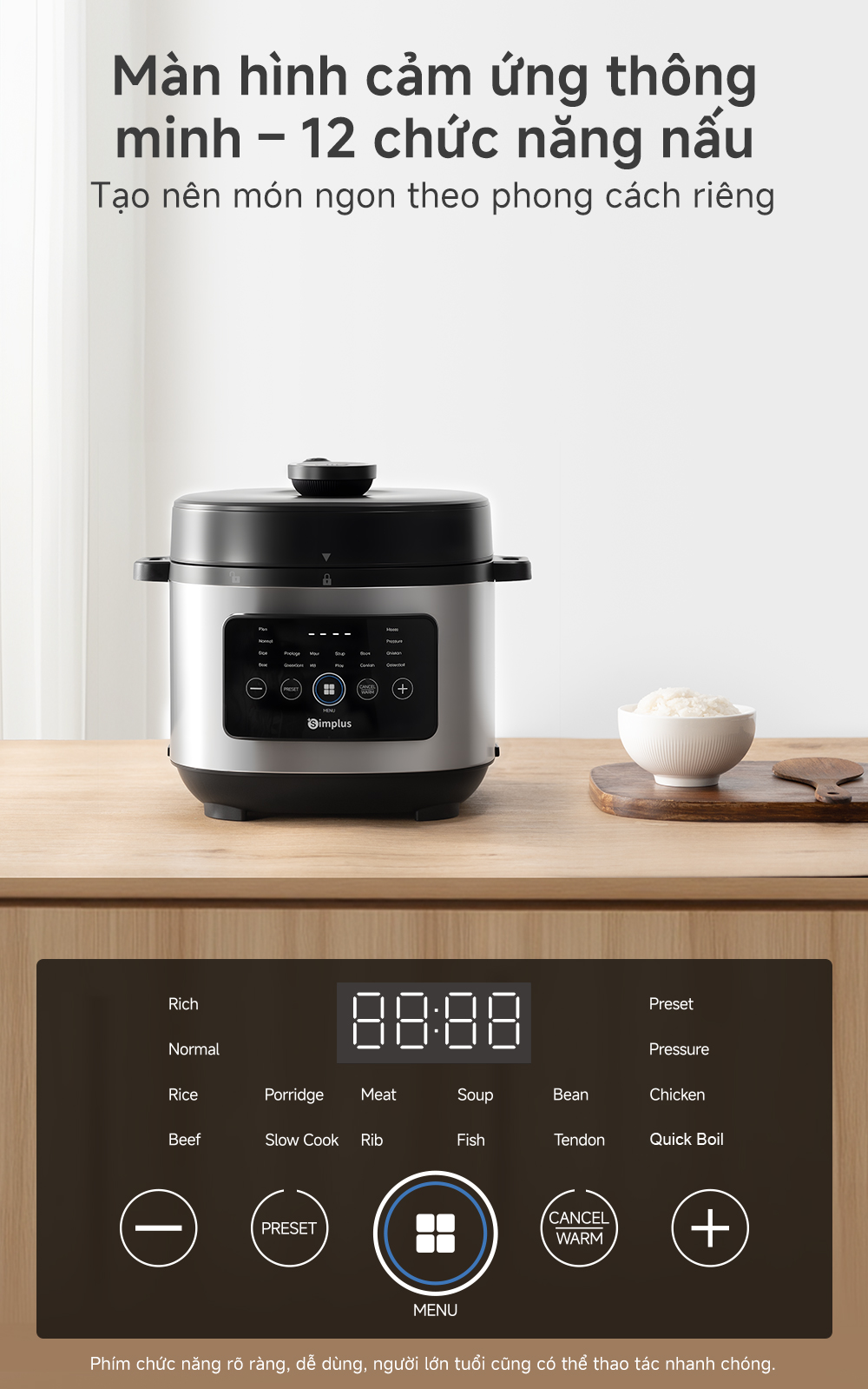 [Võ Hà Linh x Simplus] Nồi áp suất điện Nồi cơm điện Dung Tích 6L ...