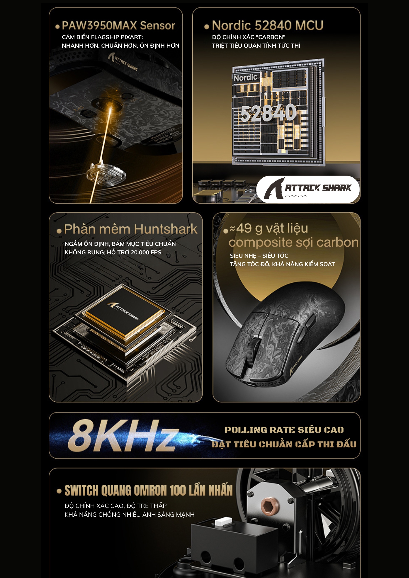 Attack Shark R11 Ultra Carbon Fiber 49g Chuột Gaming Không Dây - 42000 ...