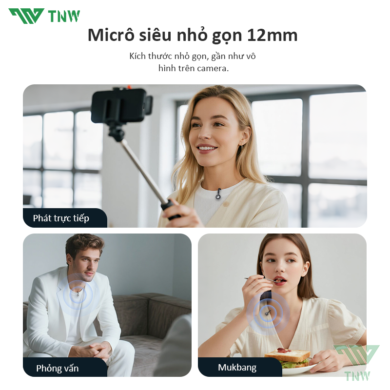 TNW X27 Mic thu âm không dây cài áo lọc tiếng ồn Micro không dây Mic ...
