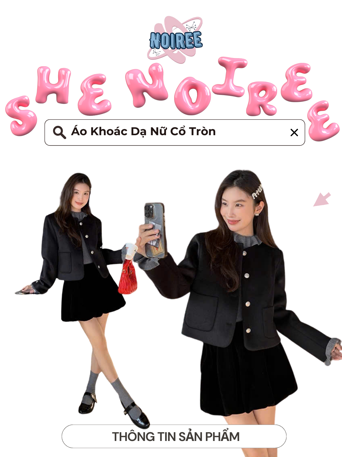 Áo Khoác Dạ Nữ Cổ Tròn Dáng Ngắn Basic Mùa Thu Đông Sang Trọng Noiree - NA583 | Shopee Việt Nam