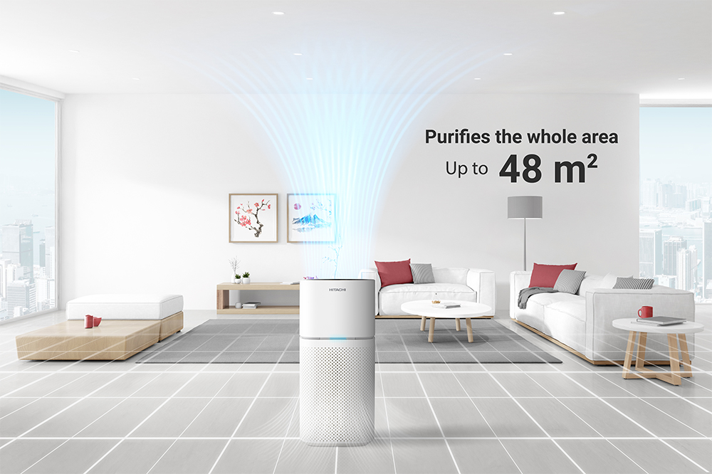 Máy lọc không khí Hitachi 48 m² EP-TZ50, hút khí 360°, lọc bụi mịn, phấn hoa, lông thú cưng, khử ...