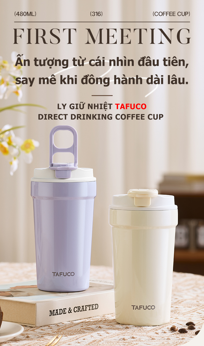 Ly giữ nhiệt TAFUCO Drinking Coffee cup 480ml Inox 316 + phủ sứ | Shopee Việt Nam