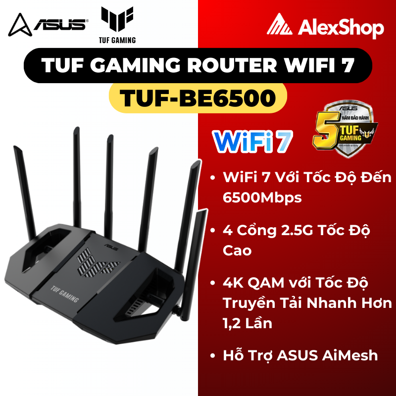 [BE6500] Phát Wifi 7 Asus TUF-BE6500 Gaming, 4 Cổng 2.5G, Quad Core ...