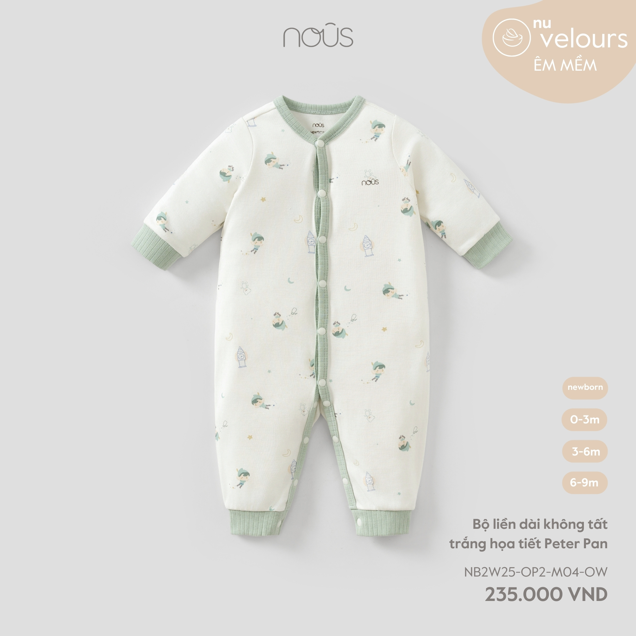 Nous Baby Bodysuit, boody liền dài có tất, bộ liền thân bé trai bé gái ...