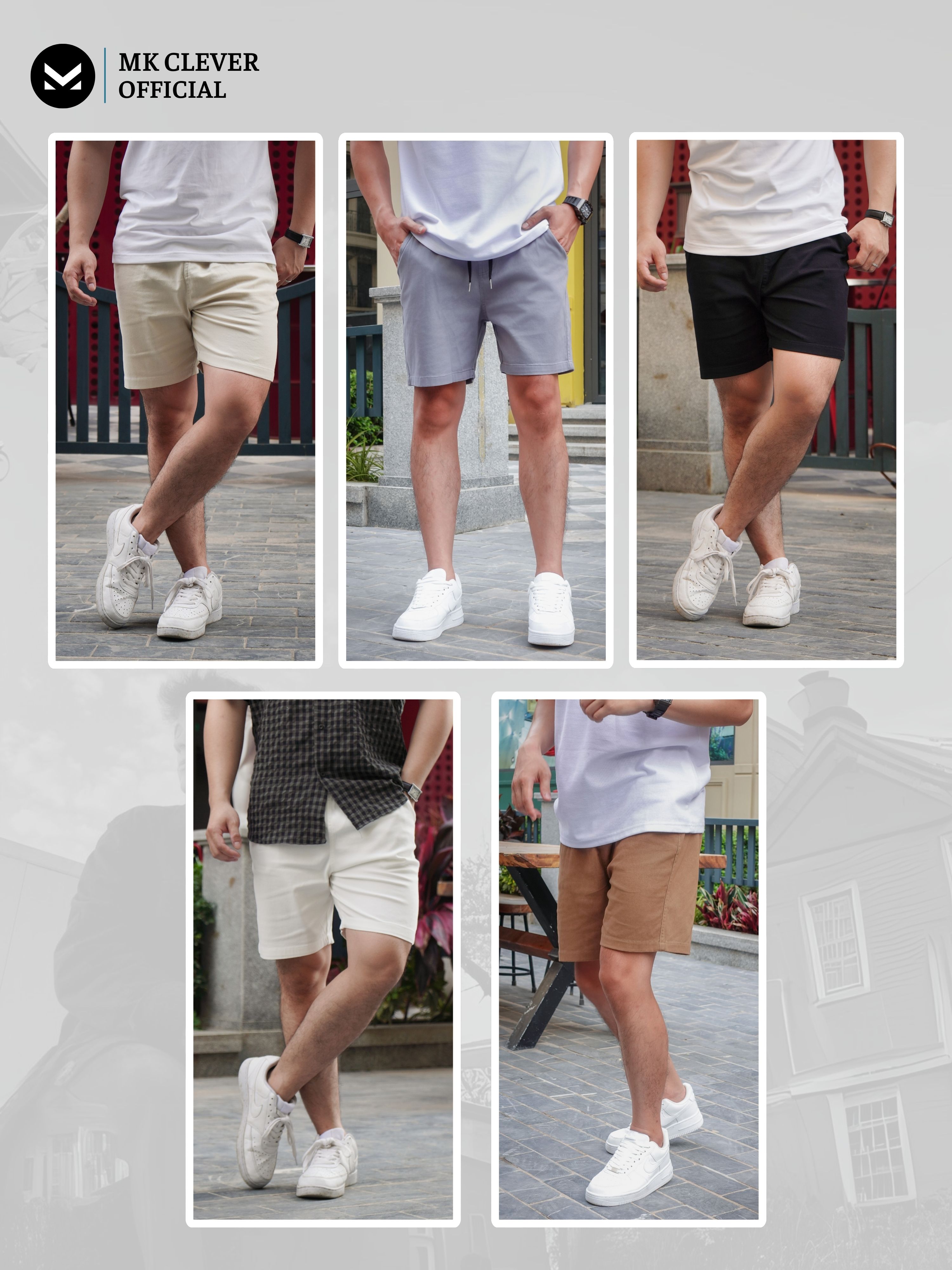 Quần short nam vải Kaki MK CLEVER cạp chun thoáng mát trẻ trung, form trên gối mặc hàng ngày ...