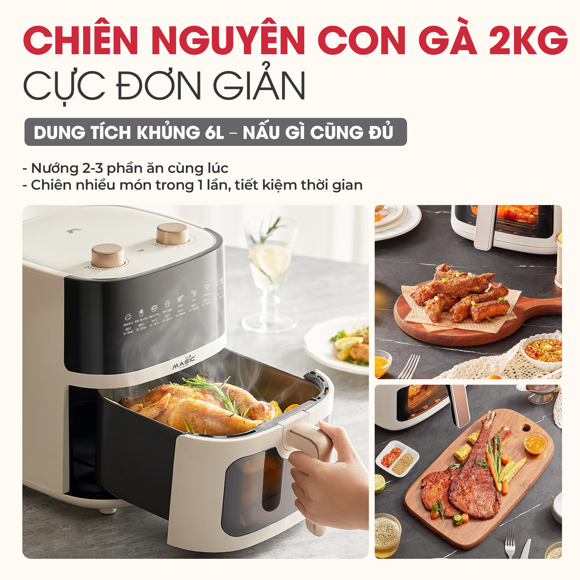 Nồi Chiên Không Dầu MAGIC Eco AC-161, Công suất 1700W, Dung tích 6L ...