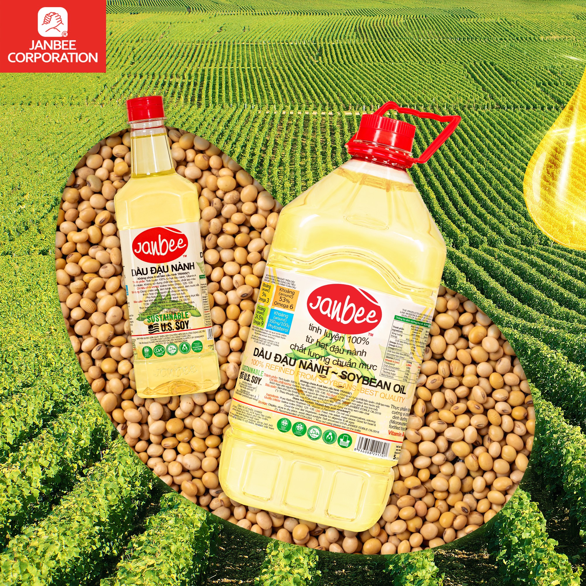 Dầu Đậu Nành Janbee 5 Lít – Nguyên Chất 100%, Không Trans Fat, Tốt Cho ...
