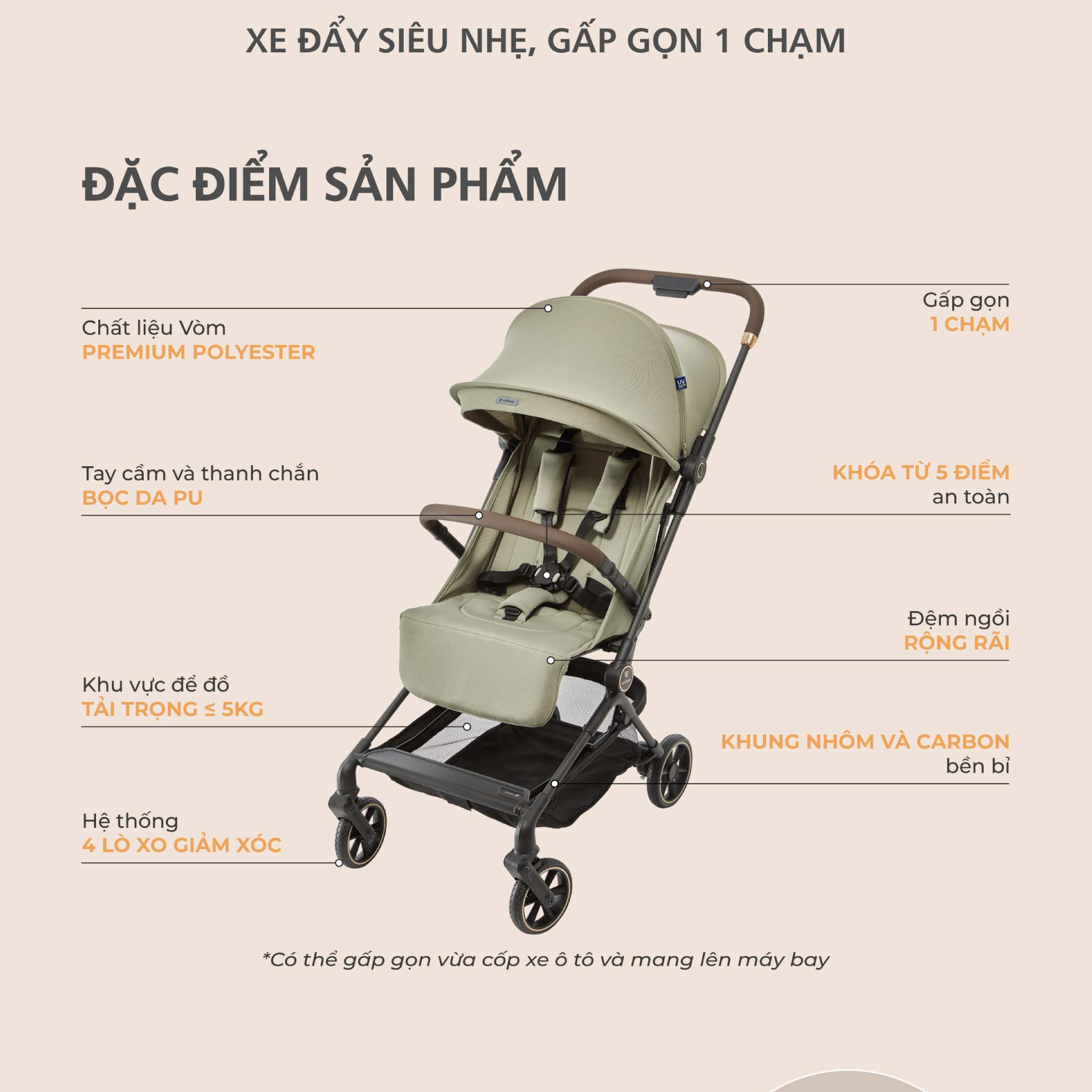 Xe Đẩy Unilove Aero X – Dollar Baby