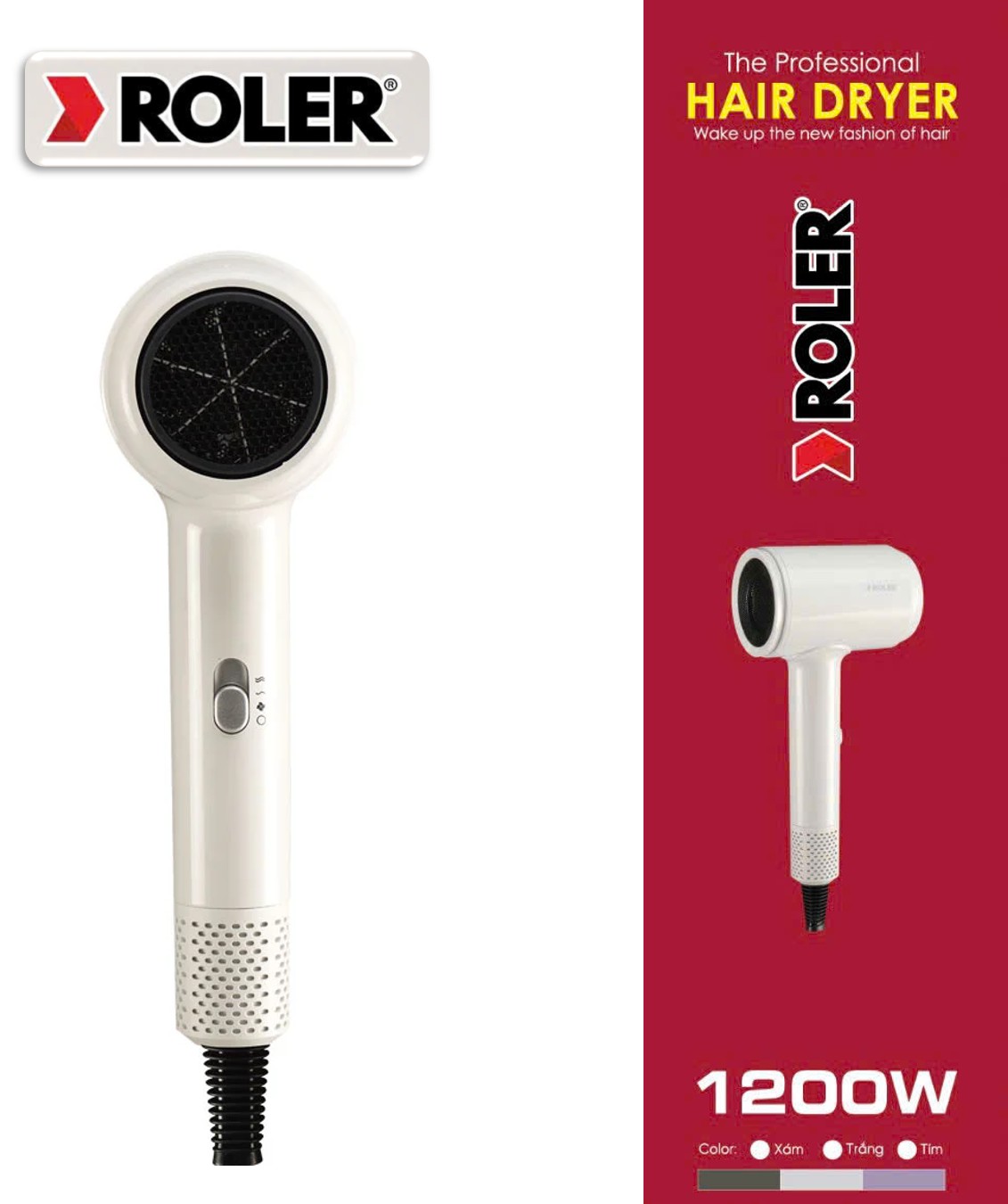 [MEDIAMART] - Máy sấy tóc 1000W Roler RHD-1110B (Màu trắng) - FREESHIP ...