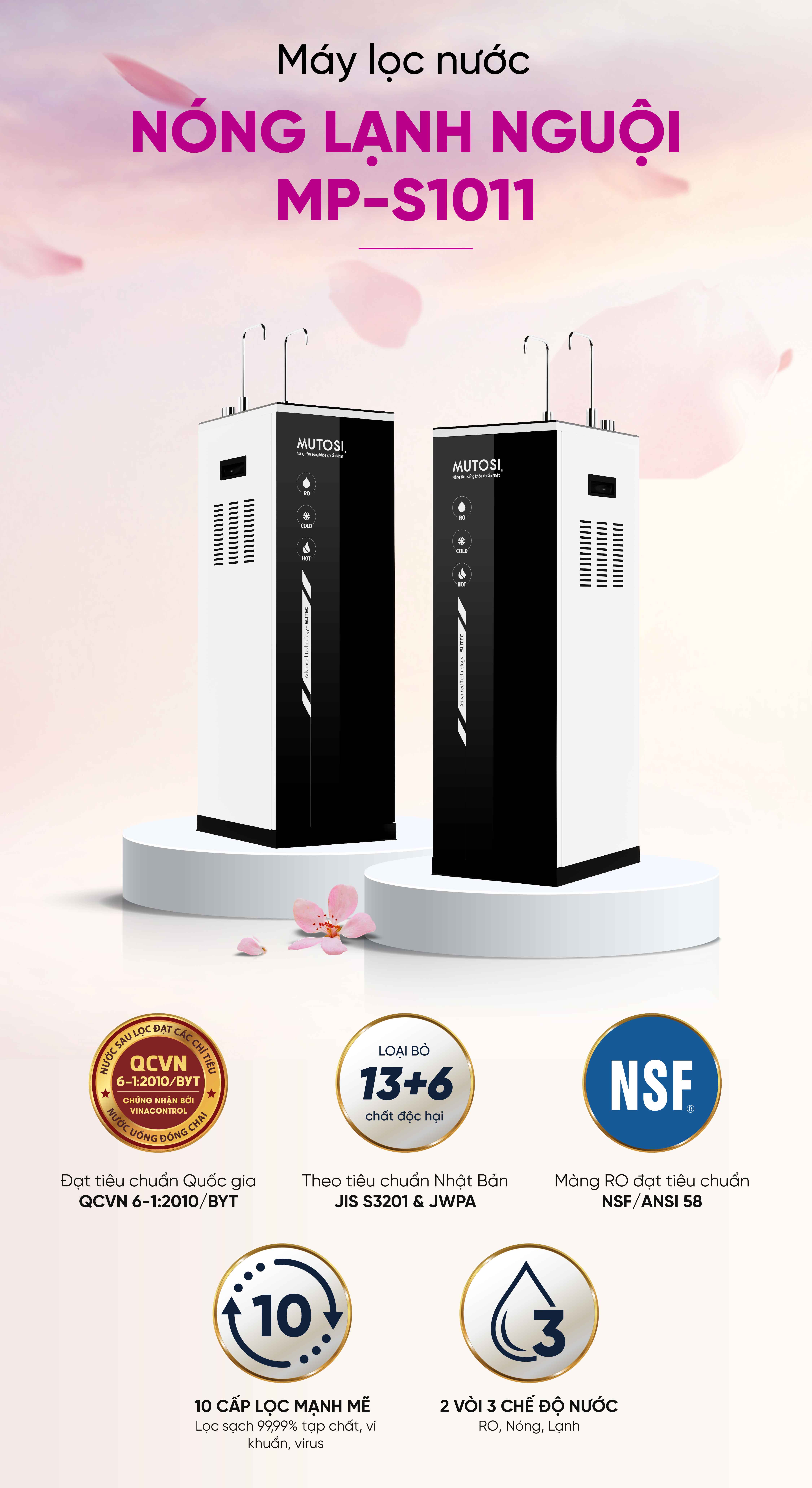 Máy Lọc Nước 3 Chế Độ Nước Nóng Lạnh Nguội Uống Trực Tiếp 10 Lõi Mutosi MP-S1011 | Shopee Việt Nam