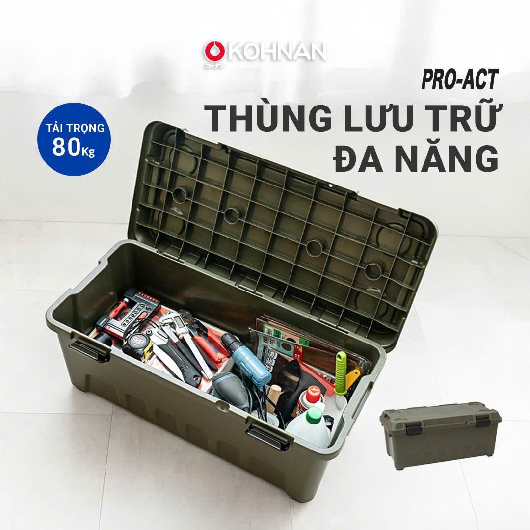 Thùng đựng dụng cụ KOHNAN màu Olive đựng đồ nghề đa năng, nhiều kích thước 27L/28L/38L/45L/62L ...