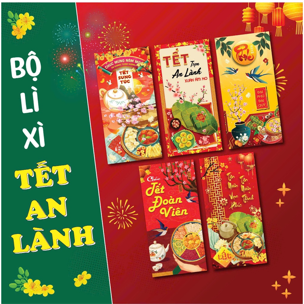 Bao Lì Xì Câu Chúc Tết 2026 - Set 50/100/200 Giấy C150 | Shopee Việt Nam