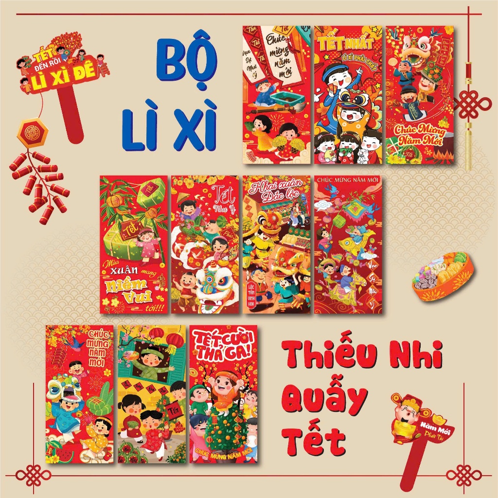 Bao Lì Xì Câu Chúc Tết 2026 - Set 50/100/200 Giấy C150 | Shopee Việt Nam