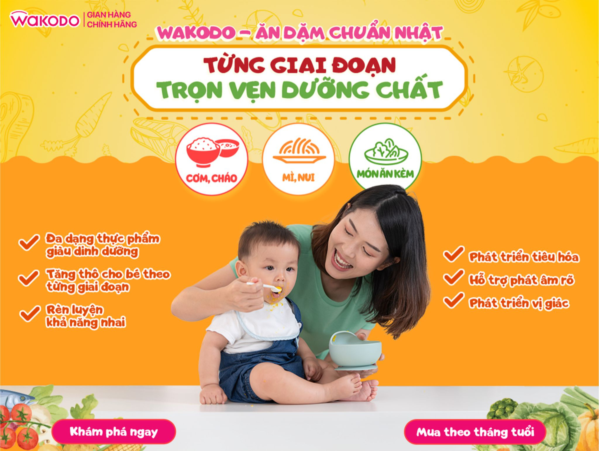 Combo 2 gói cháo mix vị Wakodo cho bé từ 9 tháng tuổi Thịt Heo Và Rau ...