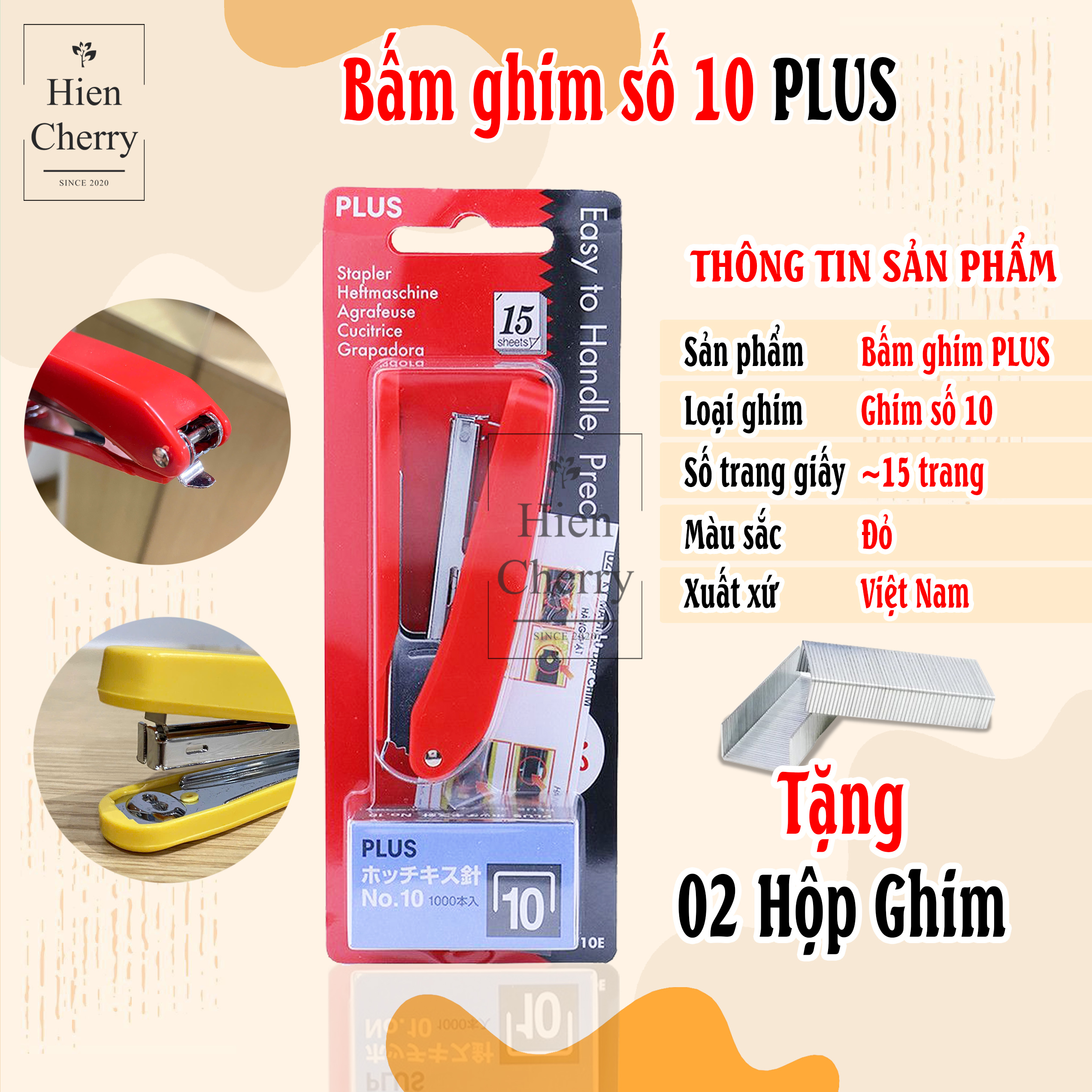 Bấm Ghim Số 10 Chính Hãng PLUS, Dập Ghim PLUS Tặng Kèm 02 Hộp Ghim Bấm ...