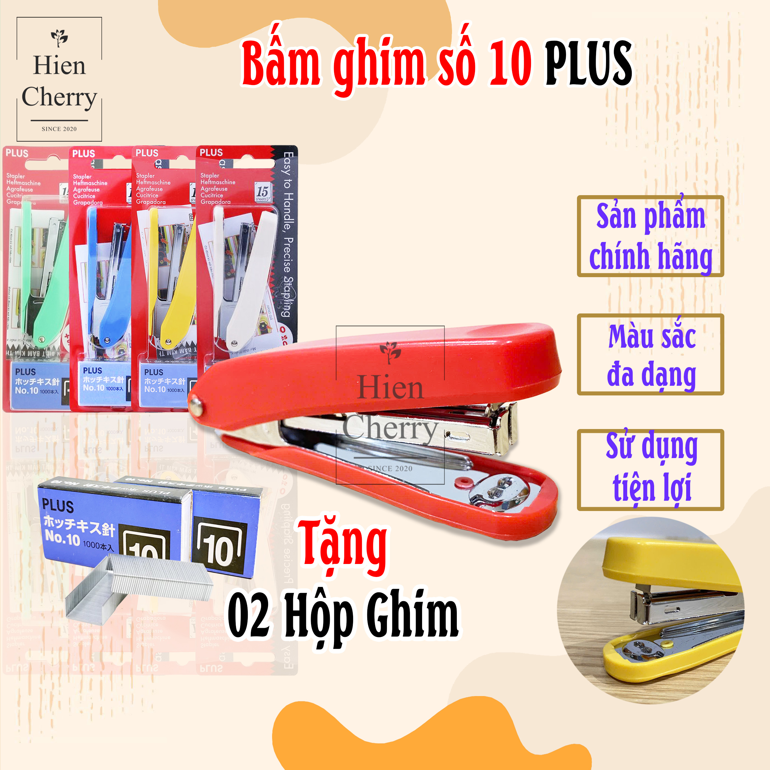 Bấm Ghim Số 10 Chính Hãng PLUS, Dập Ghim PLUS Tặng Kèm 02 Hộp Ghim Bấm ...