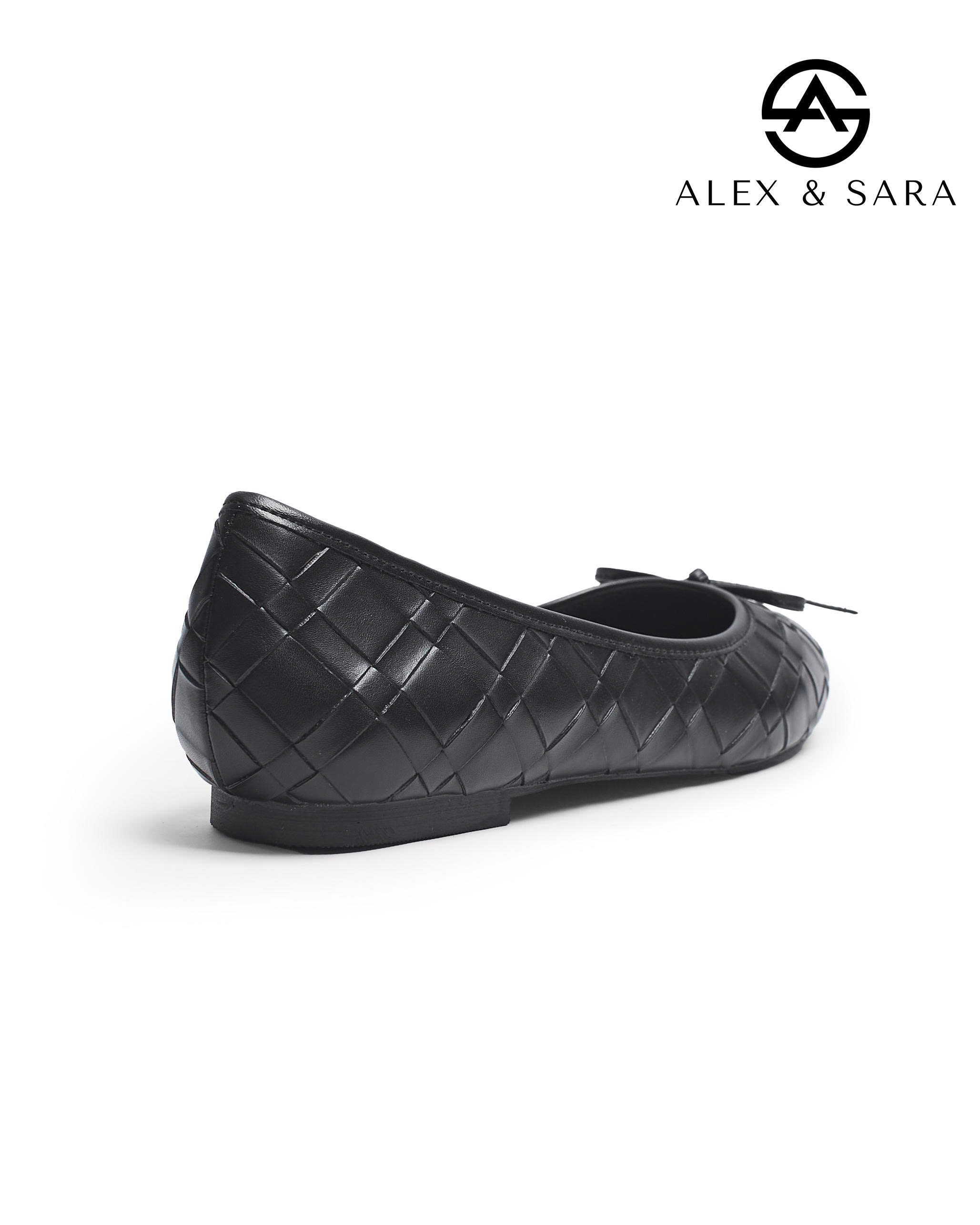 LT127 - Giày búp bê nữ Alex & Sara đế bệt mũi tròn da dập vân caro kèm ...