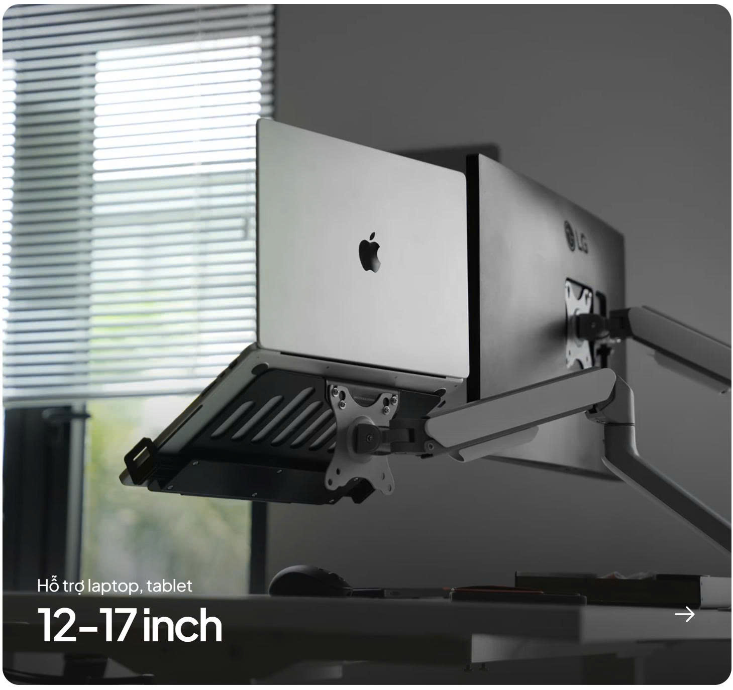 Giá treo laptop ngàm Vesa HyperWork LT03 (Laptop 12" - 17inch / 9Kg ...