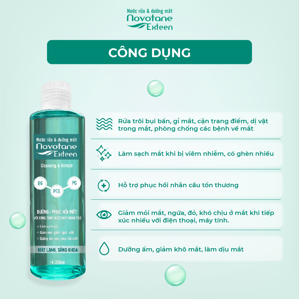 Nước rửa và dưỡng mắt Novotane Exteen Làm Sạch Bụi Bẩn Dưỡng Mắt Hỗ Trợ ...
