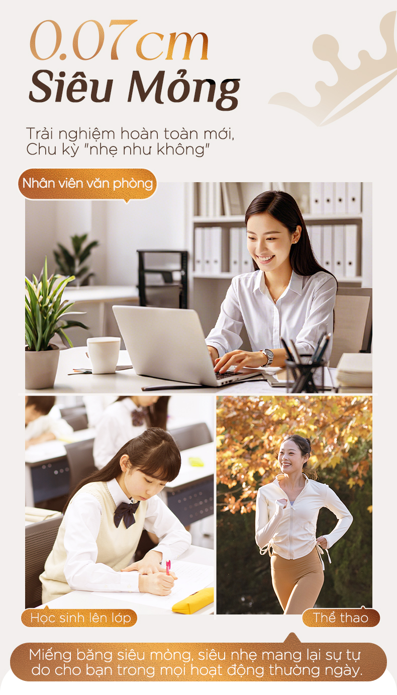 【Ưu đãi có thời hạn】UUcare Crown Slim Siêu Mỏng 0.07cm Kháng khuẩn Siêu thấm Ban Ngày 24cm 8 ...