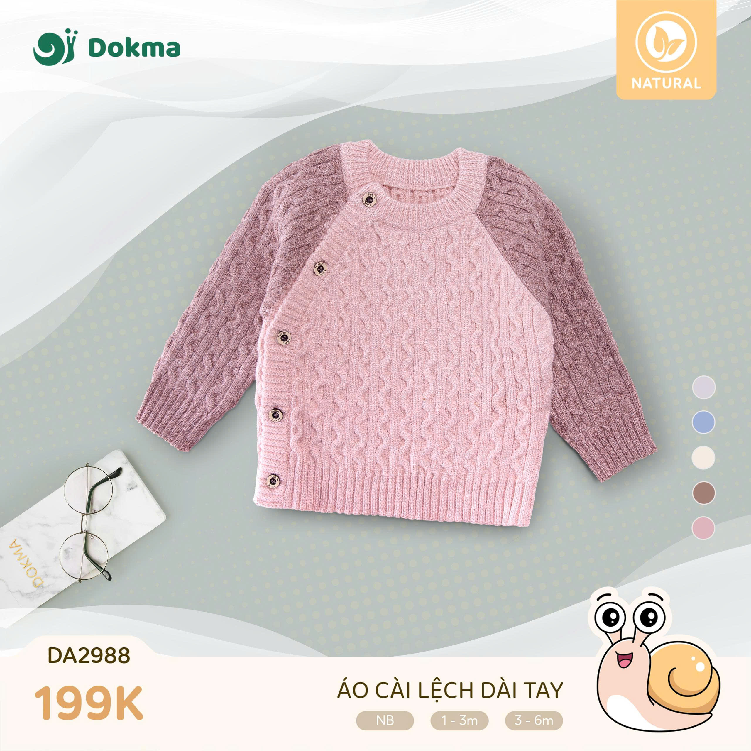 Áo len cài lệch dài tay Dokma DA2988 ( NB-6M) chất len tự nhiên ...