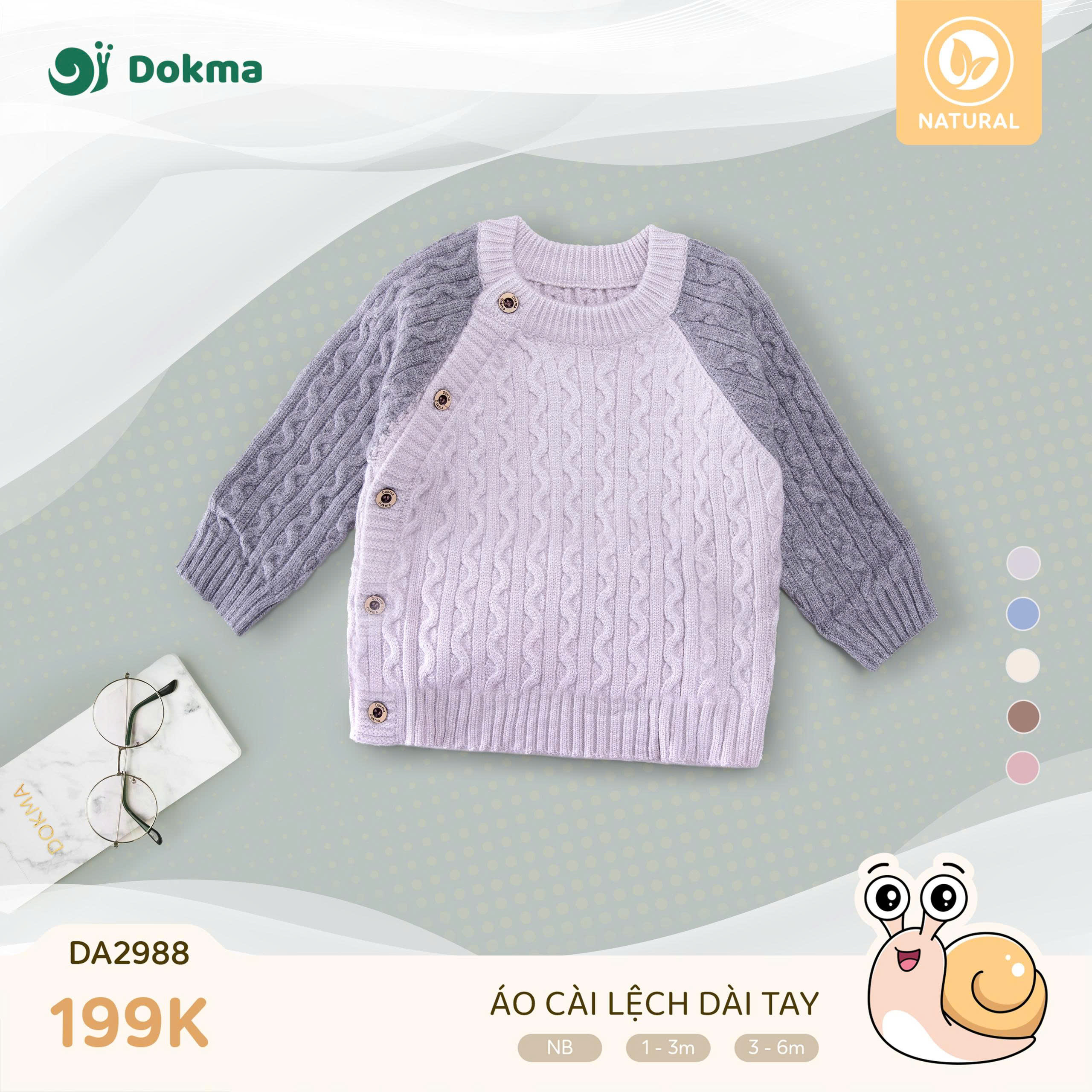 Áo len cài lệch dài tay Dokma DA2988 ( NB-6M) chất len tự nhiên | Shopee Việt Nam