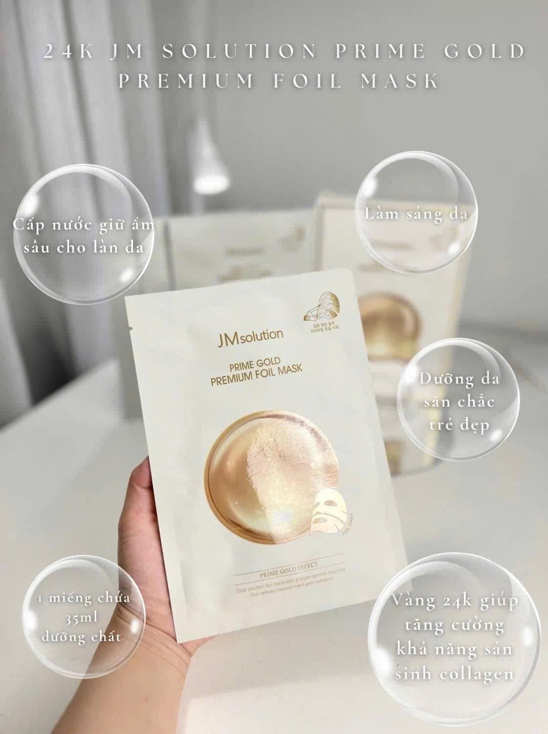 Mặt Nạ Vàng 24k Cấp ẩm, Giảm Nếp Nhăn JM Solution Prime Gold Premium ...