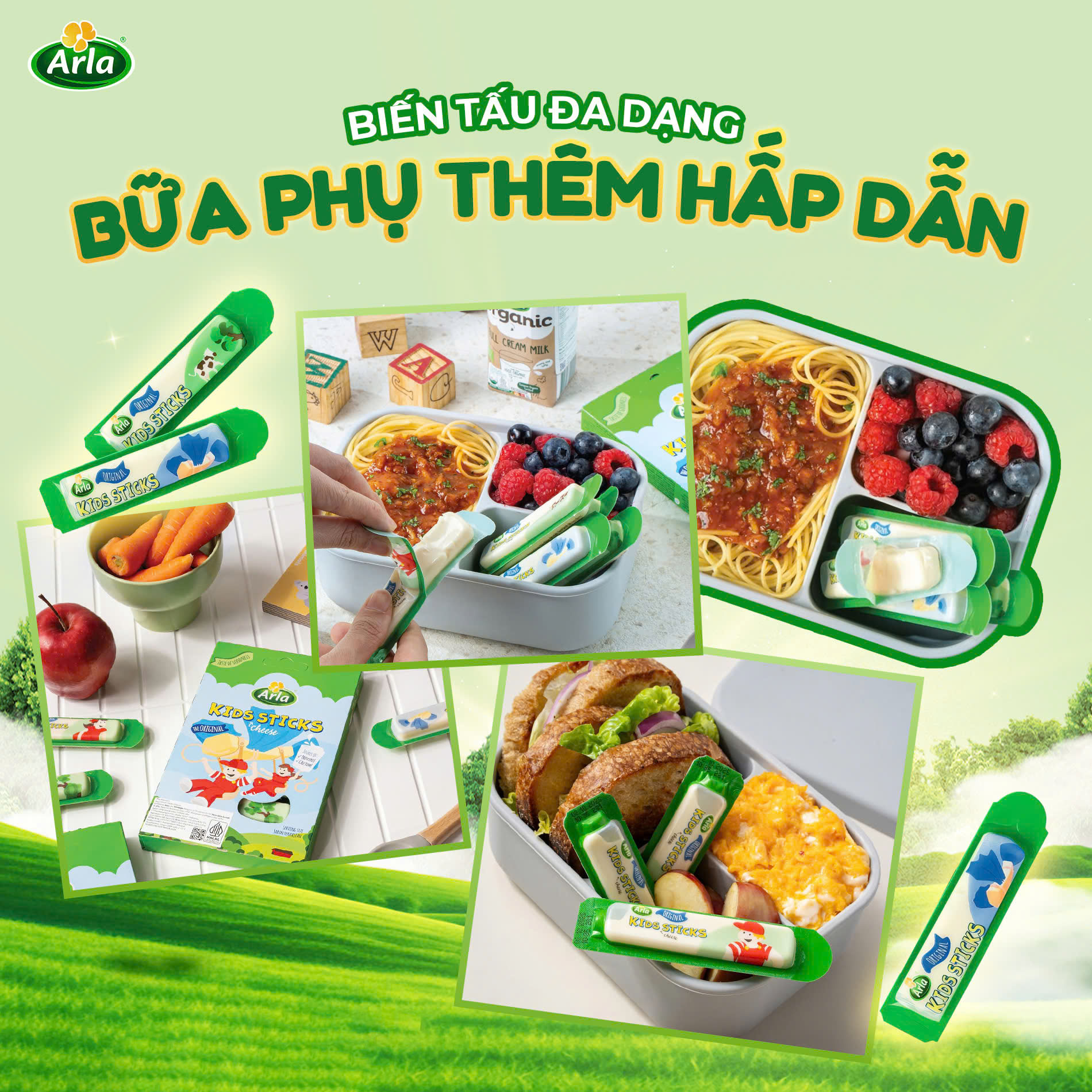 Phô Mai Que ARLA Kids Sticks 108g – Snack Giàu Canxi & Protein, Cho Bé ...