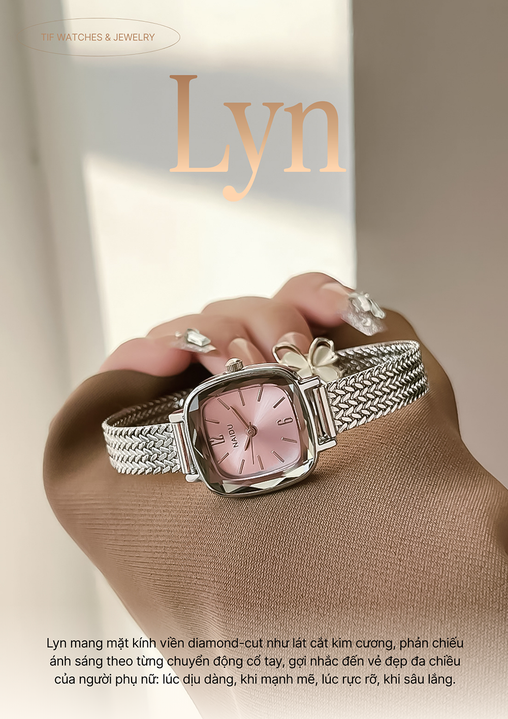 Đồng Hồ Nữ Lyn Tif Watches Diamond-Cut Dây Thép Không Gỉ Phong Cách ...