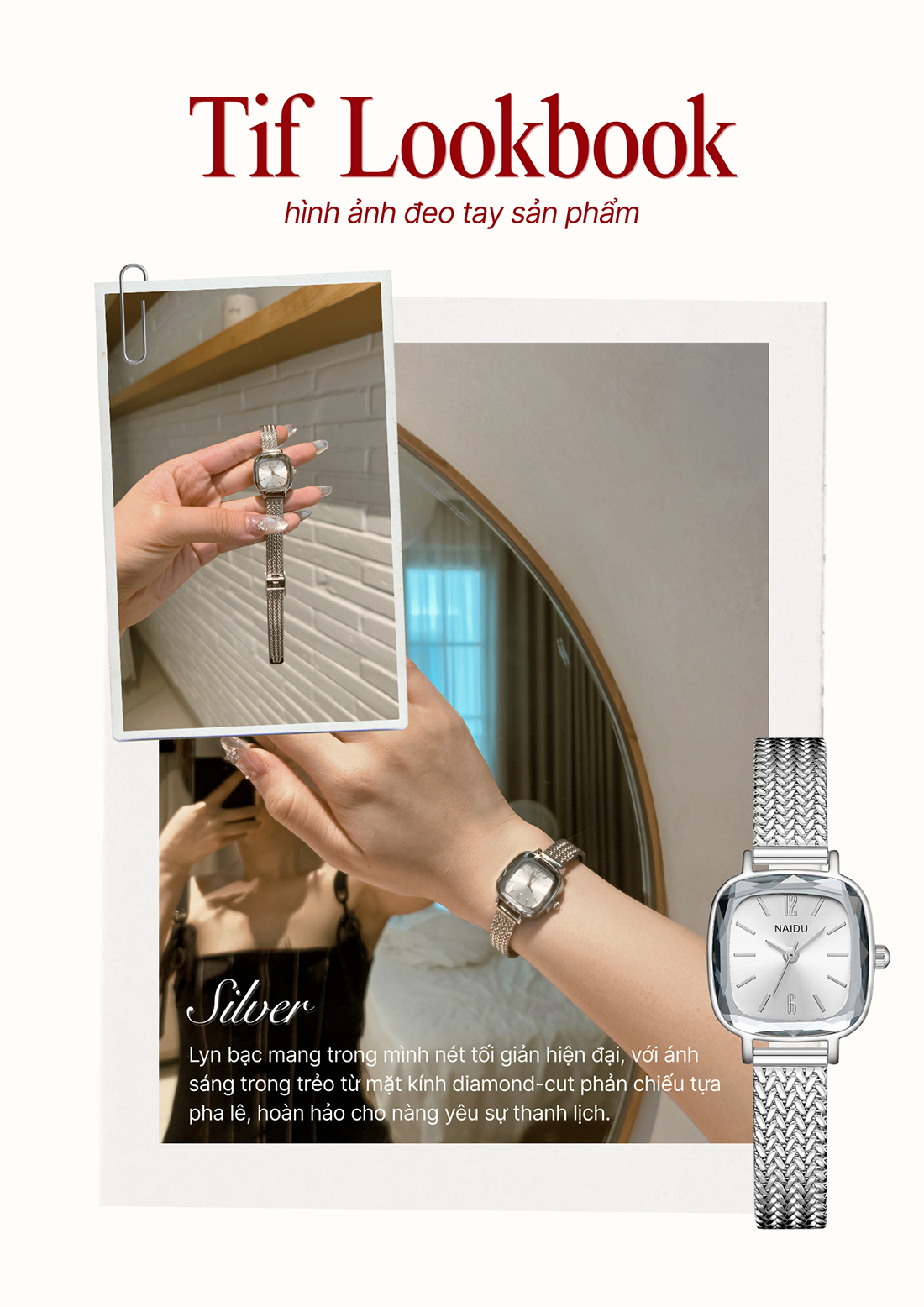 Đồng Hồ Nữ LYN Tif Watches Mặt Vuông Viền Kim Cương Phong Cách Thanh ...