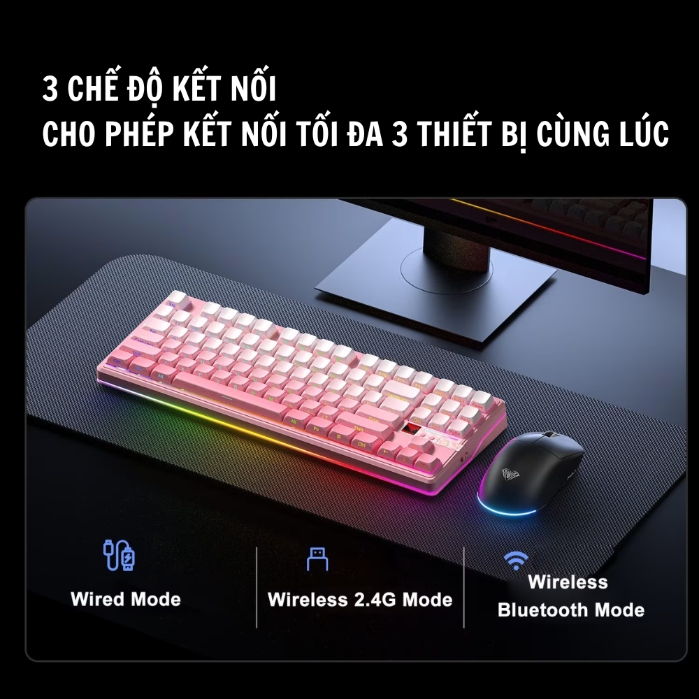 Bàn phím cơ AULA F87 Pro V2 - Pin 120000 - LED RGB- Layout TKL- Hotswap 5 Pin - Có app Macro ...