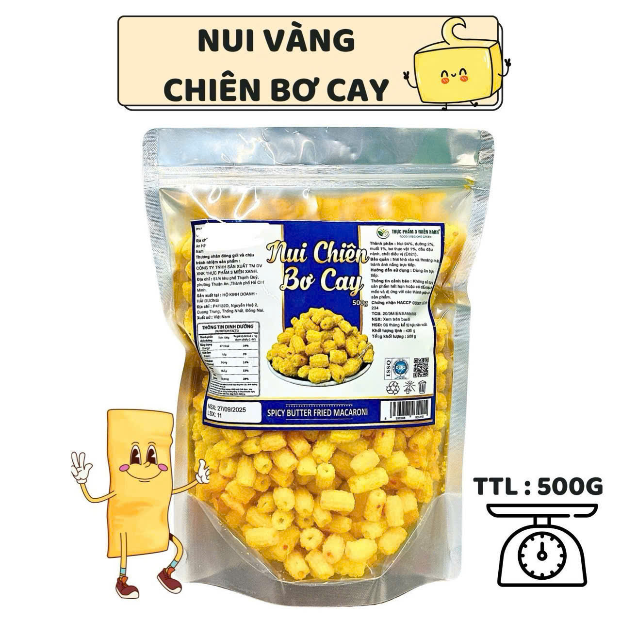 Nui Chiên Bơ Cay ( Nui Vàng ) Túi Zip 500g NTFood - Nhất Tín Food ...