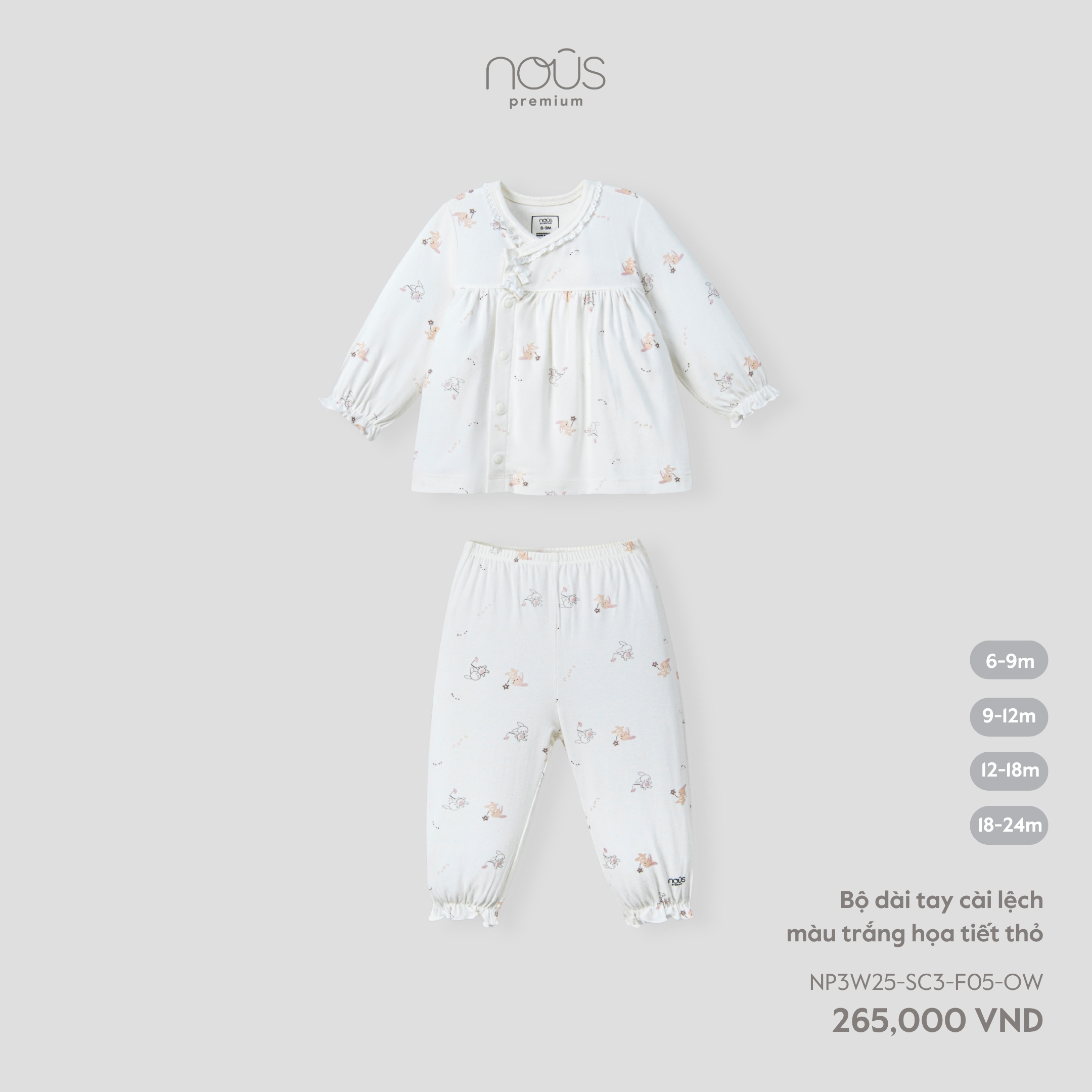 Nous Baby Bộ quần áo dài tay thu đông cho bé gái họa tiết cách điệu cao ...