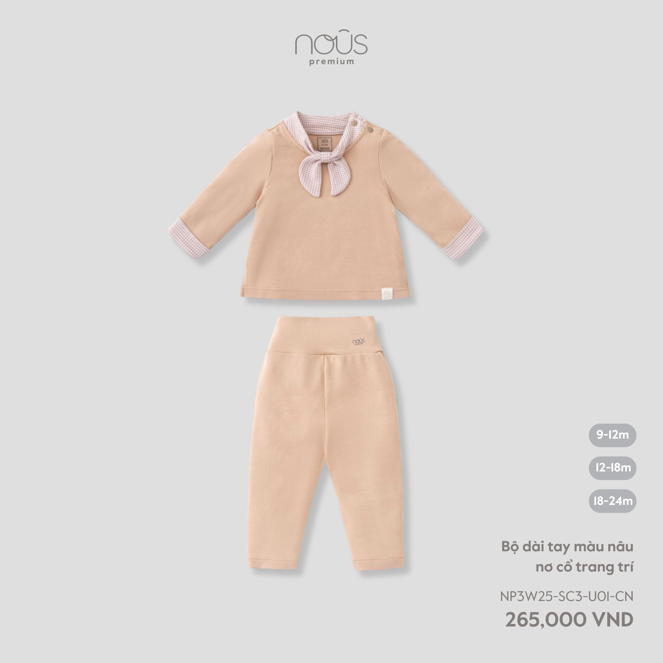 Nous Baby Bộ quần áo dài tay thu đông cho bé gái họa tiết cách điệu cao ...