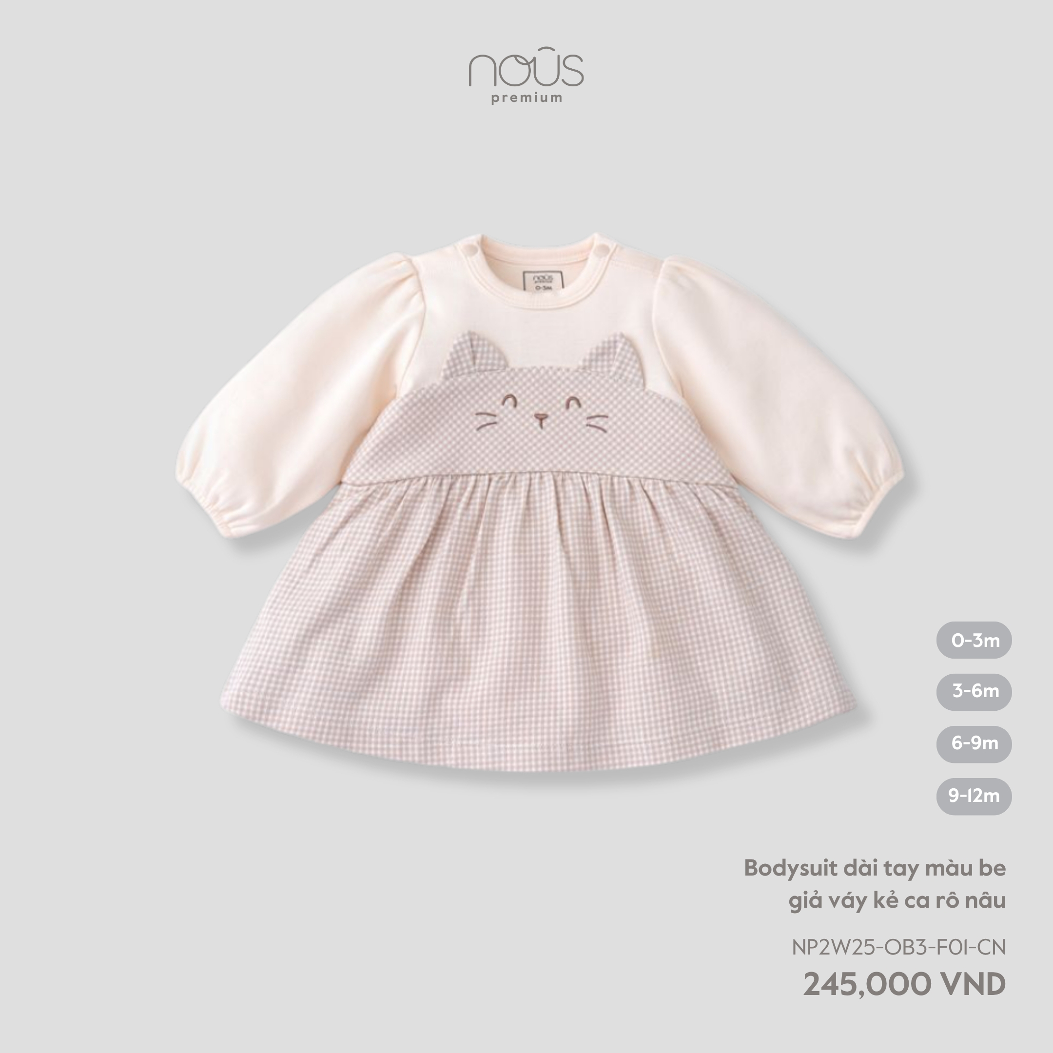 Nous Baby Bodychip giả váy, bodysuit dài tay cho bé gái phối màu họa ...